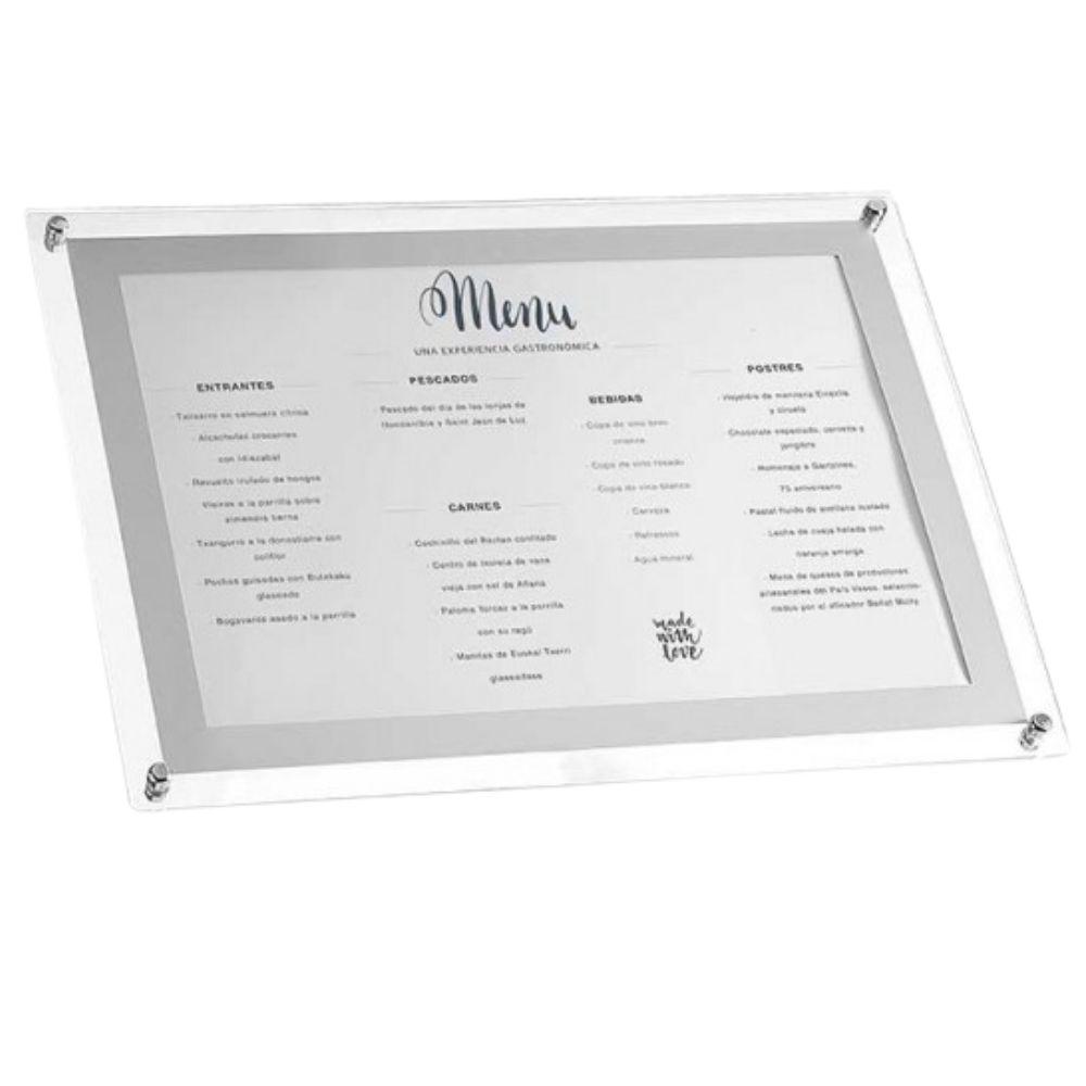 Porta Menú Exterior A3 Acrílico | 3 Montajes | Lacor 39403 | Alium Pro